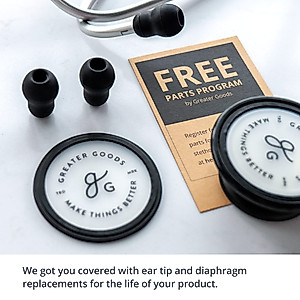 Greater Goods Dual-Head Stethoscope – Clinical Grade, Lightweight, High-Precision Sound, Ideal for Doctors, Nurses, Students, and Medical Professionals, FSA/HSA Eligible, Black w/Stainless Steel