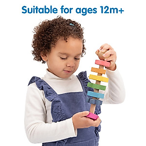 TickiT - 74003 Rainbow Wooden Shape Twister - 7 Shapes and Colors - For Ages 18m+ - Loose Parts Wooden Toys for Toddlers and Preschoolers