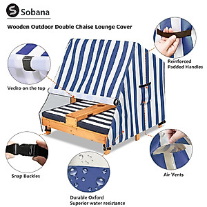 Sobana Kids Outdoor Chaise Lounge Cover for Wooden Double Chaise Lounge,Waterproof Patio Furniture Cover with Zipper for Kids or Pets,Blue