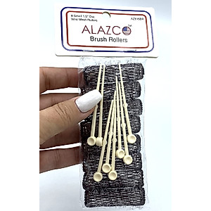 16 pc Vintage Style Hair Roller Mini Small Brush Rollers Mesh Curlers Bristles 2"x 1/2" Flexible Locking Pins Small Curls Short Hair