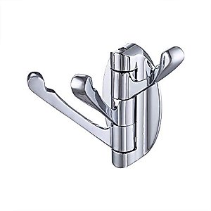 KES Solid Metal Swivel Hook Heavy Duty Folding Swing Arm Triple Coat Hook with Multi Three Foldable Arms Towel Clothes Hanger for Bathroom Kitchen Garage Wall Mount Polished Chrome, A5060
