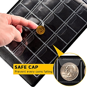 Coin Collection Supplies Holder Book for Collectors and 12 Sheets Money Binder Book Holder Page Protectors Bundle