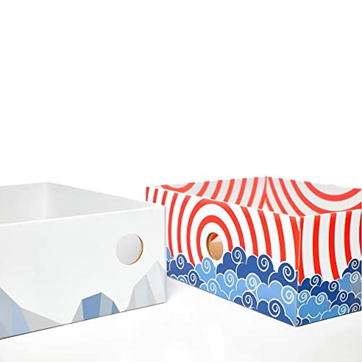 Conlun Cat Scratcher Box with Cat Scratching Pad Portable 3-Layer Corrugated Cardboard Lounger Heavy-Duty Double-Sided Cardboard Cat Scratcher and Interactive Hole Design White (Medium)