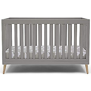 Delta Children Essex 4-in-1 Convertible Baby Crib, Grey with Natural Legs
