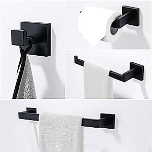 Ralbay 5-Pieces 14.2" Bath Towel Bar Set Black Premium Stainless Steel Square Style Matte Black Bathroom Hardware Accessories Set Wall Mounted Towel Rack Set