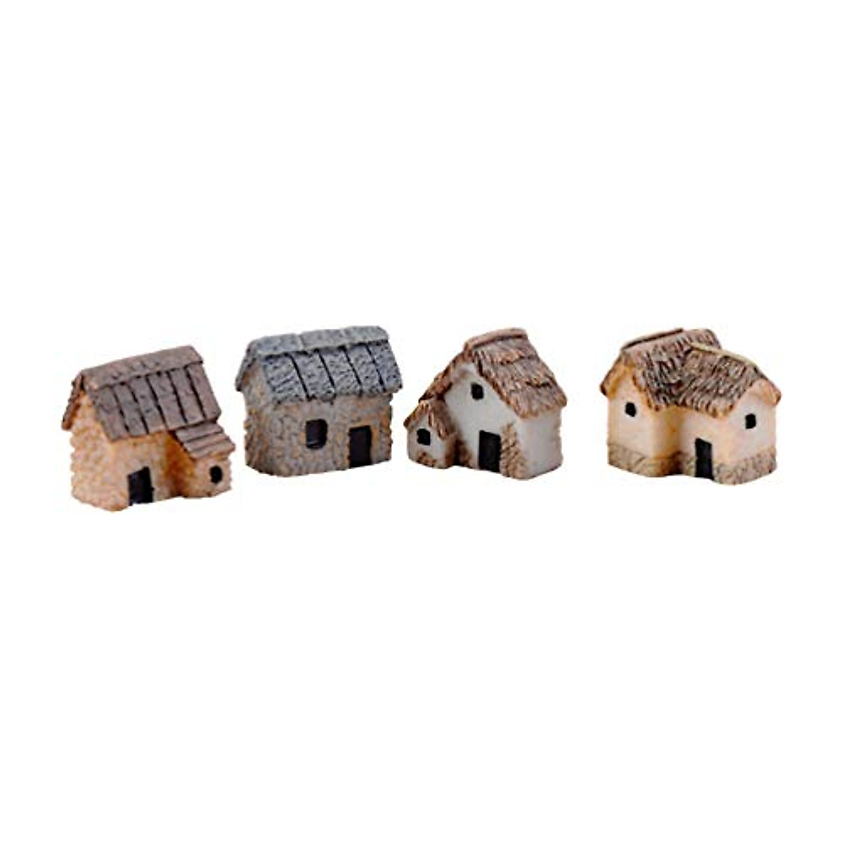 Veemoon 4 pcs Fairy Garden Mini House Miniature Fairy Garden DIY Artificial Gardening Micro Landscape Accessories for Succulent Planting Terrarium Bonsai Random Style