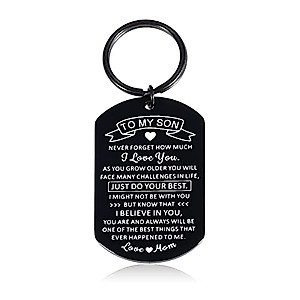 Valentines Day Gifts for Son To My Son Christmas Keychain Gifts from Mom Dad Mother To Son Him Teens Adult Men Teenage Boys Kids Birthday Graduation Stocking Stuffers Graduation Wedding Gifts Present