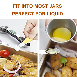 Magnetic Measuring Spoons Set - Stainless Steel Stackable Dual Sided Teaspoon Tablespoon for Measuring Dry and Liquid Ingredients, Measuring Spoons for Cooking & Baking, Fits in Spice Jars, Set of 8