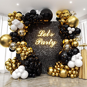 134Pcs Black And Gold Balloon Garland Arch Kit 18 12 10 5inch Latex Balloon Set for 2024 Graduation Decorations Shower Wedding Bachelorette Birthday Party New Year Decorations