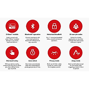 Alfred DB2 Smart Door Lock Deadbolt Touchscreen Keypad, Pin Code + Bluetooth, Up to 20 Pin Codes (Gold)