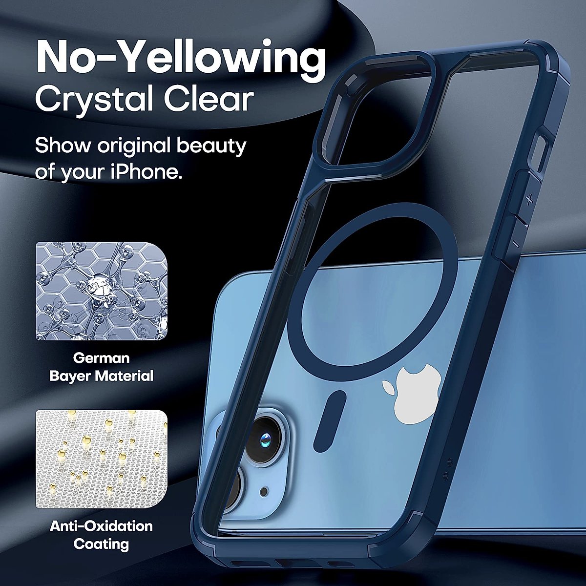 TAURI 3-in-1 Magnetic Designed for iPhone 13 for iPhone 14 Case, [Compatible with MagSafe] with 2 Screen Protector, Shockproof Phone Case for iPhone 13/14, Blue