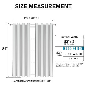 BUHUA Grommet Top Window Draps for Living Room Bedroom Curtains Energy Saving Room Darkening Impede Light Privacy Curtains, 52W x 84L, 2 Panels, Beige