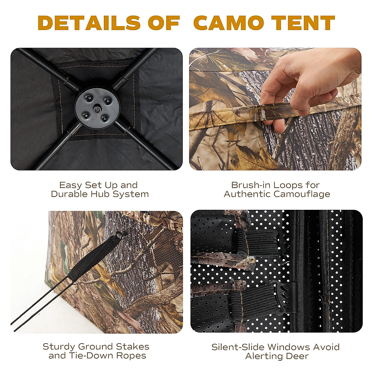 RPNB One-Way 270 Degree See Through Hunting Blind, 2-3 Person Portable Pop-Up Ground Blinds with Carrying Bag, Noise-Free Sturdy Camouflage Hunting Tent for Deer & Turkey Hunting