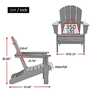 WILLIAMSPACE Adirondack Chairs Set of 4, Lifetime Outdoor Adirondack Chair Oversized Fire Pit Chair, Weather Resistant HDPE Patio Chair Easy Installation for Garden, Poolside, Backyard, Beach (Blue)