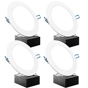 Sunco 4 Pack 6 Inch Ultra Thin LED Recessed Ceiling Lights Slim, 5000K Daylight, Dimmable, 14W=100W, Wafer Thin, Canless with Junction Box - ETL