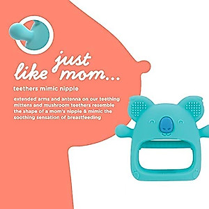 Nuby Silicone Wrist Teething Mitten - Baby Teether Ring - 3+ Months - Hippo