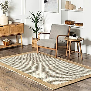 nuLOOM Branna Casual Bordered Wool Area Rug, 8' x 10', Beige
