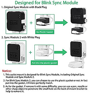 64GB USB Flash Drive and Outlet Wall Mount for Blink Sync Module 2,Mounting Bracket Holder with Short Cable for All-New Blink Outdoor Indoor Home Security Camera Sync Module, No Messy Wires or Screws