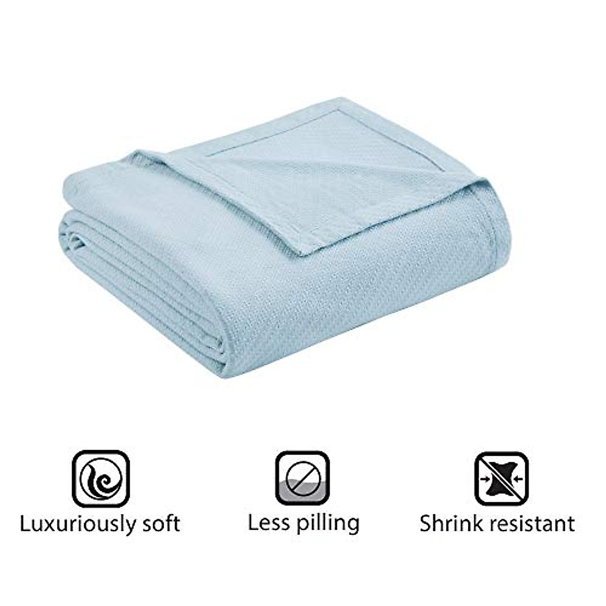 Madison Park Liquid Cotton Luxury Blanket Premium Soft Cozy 100% Ring Spun Cotton For Bed , Couch or Sofa, Twin, Light Blue
