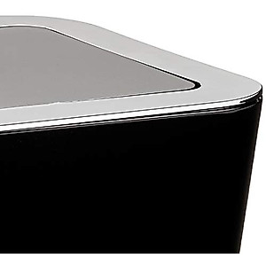 WENKO 22474100 Small Trash Can with Swing Top Lid, Mini Waste Basket, Stylish Garbage Bin for Bathroom, Bedroom, Kitchen, 1.6 Gallon, 7.1 x 11.2 x 7.1 in, Black, 6 L