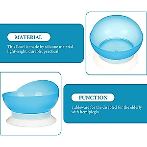 Scooper Bowl with Suction Cup Base Suction Bowl Spillproof Scoop Plate Round Scoop Dish Disabled Non‑Slip Tableware for Babies Disabled Patients Self-Feeding Aid