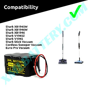 V1945 V1945Z XB1946 XB1946W XB1945W Stick Vacuum Cordless Sweeper 7.2v 2100mAh Ni-CD Battery