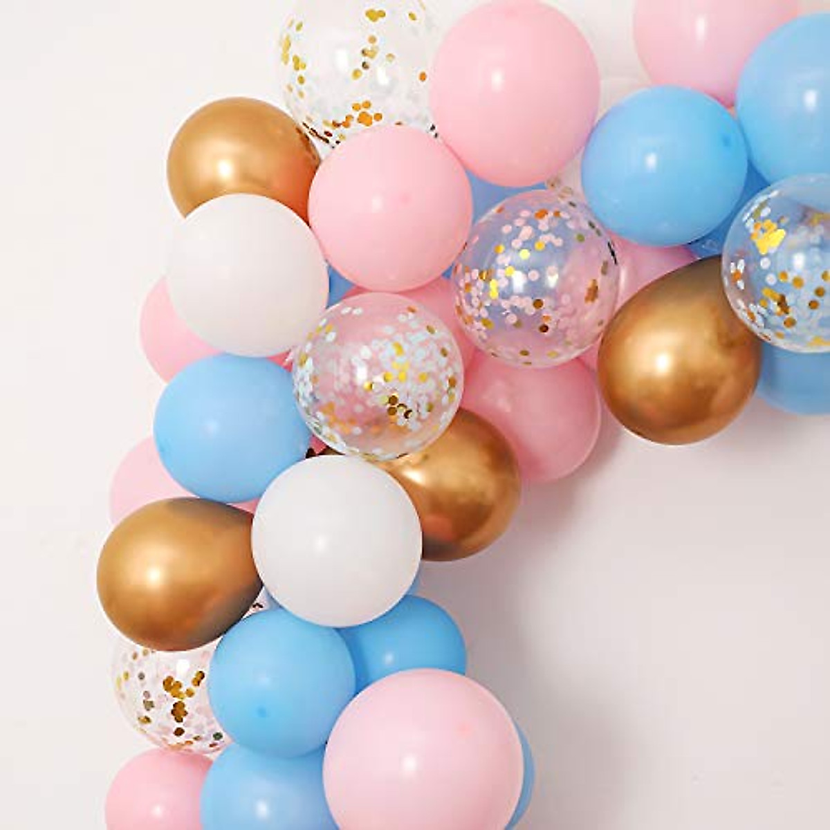 Gender Reveal Balloon Garland Kit, Gender Reveal Party Supplies Balloons Backdrop Including Light Blue Pink Gold Confetti Balloons for Gender Reveal Party Decorations