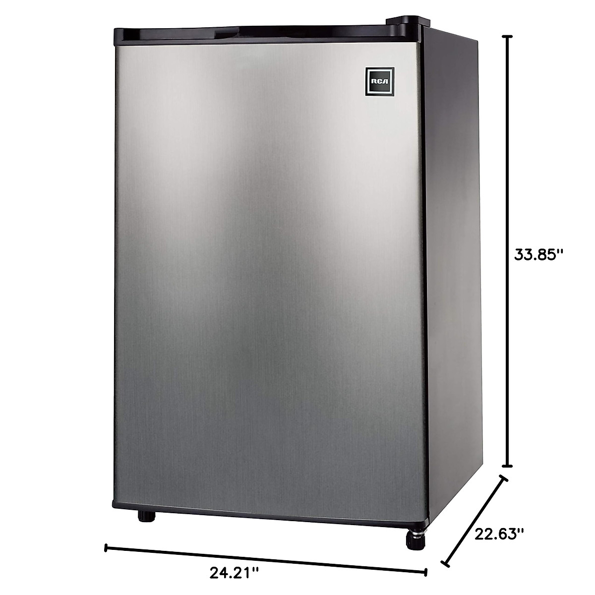 RCA 4.5 Cu Ft Single Door Mini Fridge RFR465, Stainless Steel