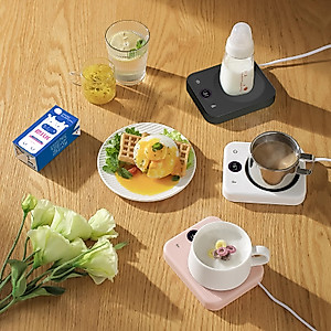 Coffee Mug Warmer for Desk, Coffee Cup Beverage Warmer, 4 Hours Auto Shut-Off Candle Heating Plate for Office, Home and Travel with 3 Temperature (Black)