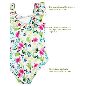 Cadocado Baby Girls' Ruffled Sleeveless Swimwear UPF 30-40 Sun Protection One Piece Swimsuits for Infant(1.5-2Y) Pink