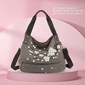 Eshow Women Canvas Hobo Handbags Canvas Purse Shoulder Bag Cross-Body Bag Messenger Bag Mom Bag for Women