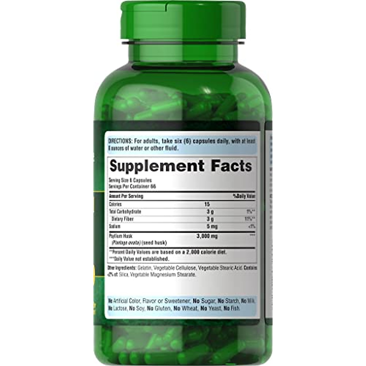 Puritans Pride Psyllium Husks 500 Mg, Supports Digestive and Colon Health, 400 ct