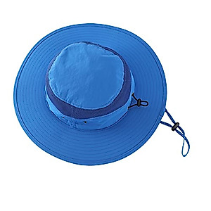 Home Prefer Men's Sun Hat UPF 50+ Wide Brim Bucket Hat Windproof Fishing Hats (Bright Blue)