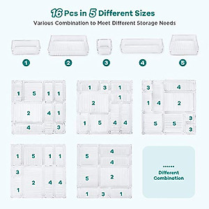 Kootek 16 Pcs Desk Drawer Organizer and 2 Tier Adjustable Lazy Susan Turntable Non-Skid Kitchen Cabinet Organizer