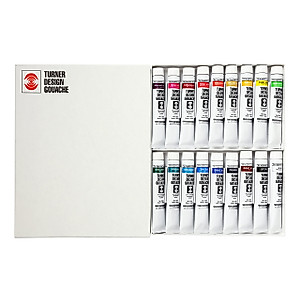 Turner Watercolor Paint Set - Design Gouache Premier Opaque Watercolor Paint - 25 ml Tubes - Set of 18 Assorted Colors