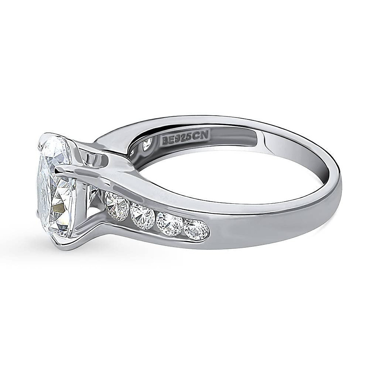 BERRICLE Sterling Silver Solitaire Wedding Engagement Rings 2.5 Carat Oval Cut Cubic Zirconia CZ Cocktail Promise Ring for Women, Rhodium Plated Size 5