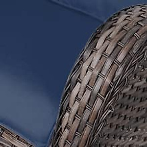 Joyside Outdoor Wicker Rocking Chair All-Weather Patio Yard Furniture Club Rocker Chair with Cushion, Blue