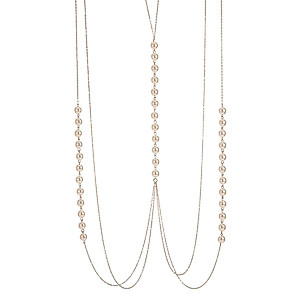 Tgirls Dainty Pearl Body Chain Gold Layered Body Chains Tassel Necklace Dress Jewelry for Women