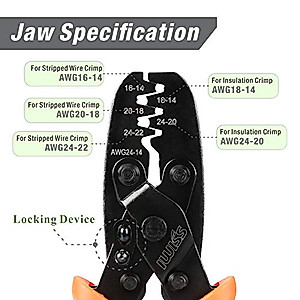 iCrimp Non Insulated Open Barrel Terminal Crimp Tool - Wire Crimper for Molex, Delphi, AMP/Tyco, Harley, PC/Computer, Automotive 24-14 AWG