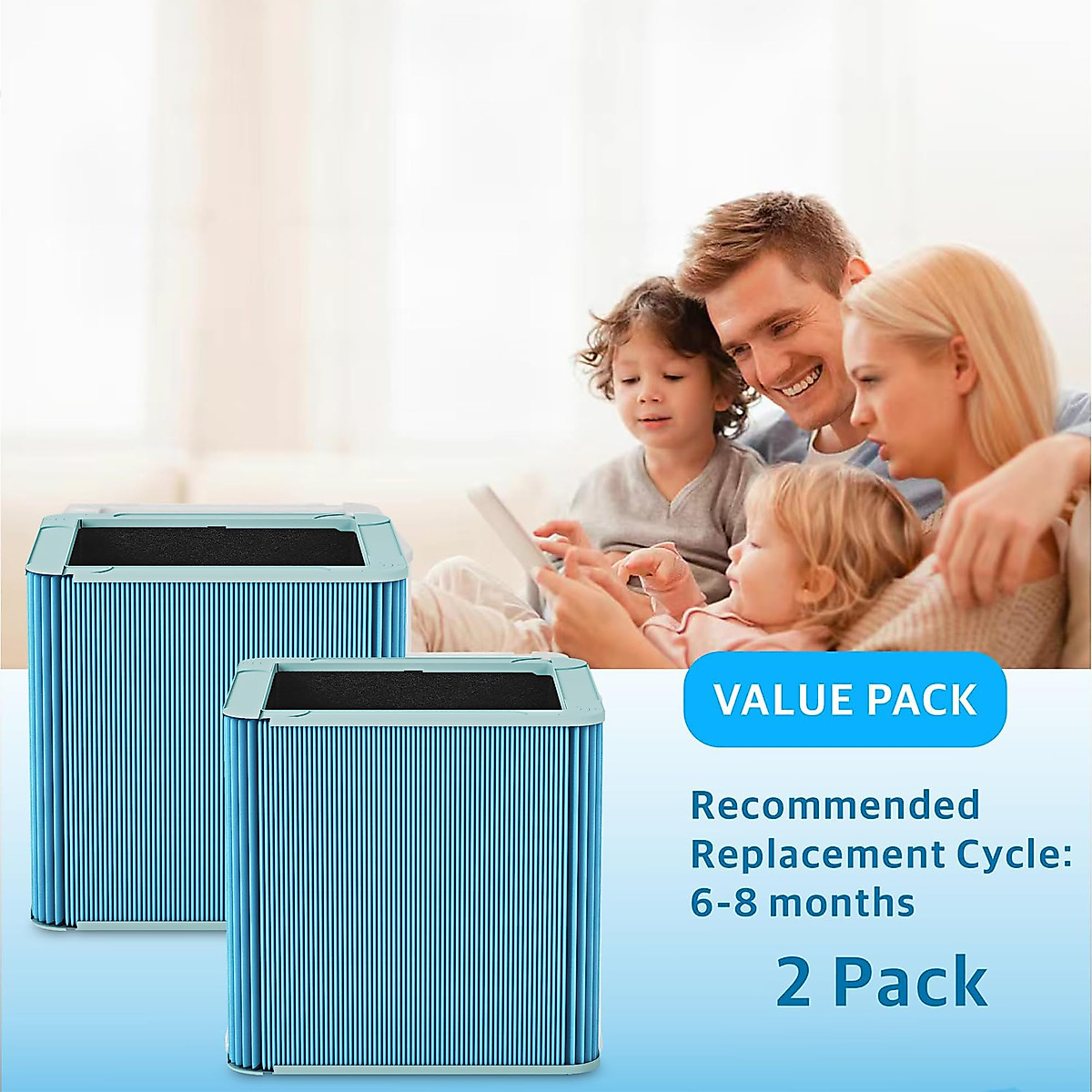 1 Pack 211+ Replacement Filter Compatible with Blueair Blue Pure 211+ Air Puri-fier, H13 True HEPA Filter, Foldable Particle and Activated Carbon Replacement Filter