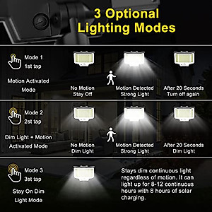 NACINIC Solar Outdoor Lights Motion Sensor Waterproof w/ 400 Bright LED, Remote, Separate Panel, 16.4Ft Cable, Dusk to Dawn Lighting Mode, Security Solar Powered Flood Light for Porch Yard Shed Wall