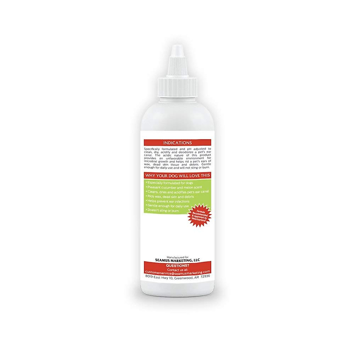 Seamus Otic Ear Solution - Best Ear Cleaner for Dogs, Professionally Formulated for Itch, Debris and Smell, Infused with Essence of Cucumber, Melon, Aloe Vera and Oatmeal Extract