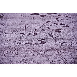 Unique Loom La Jolla Collection Farmhouse, Contemporary, Botanical, Traditional, Vintage Area Rug, 10 x 13 ft, Violet/Dark Purple