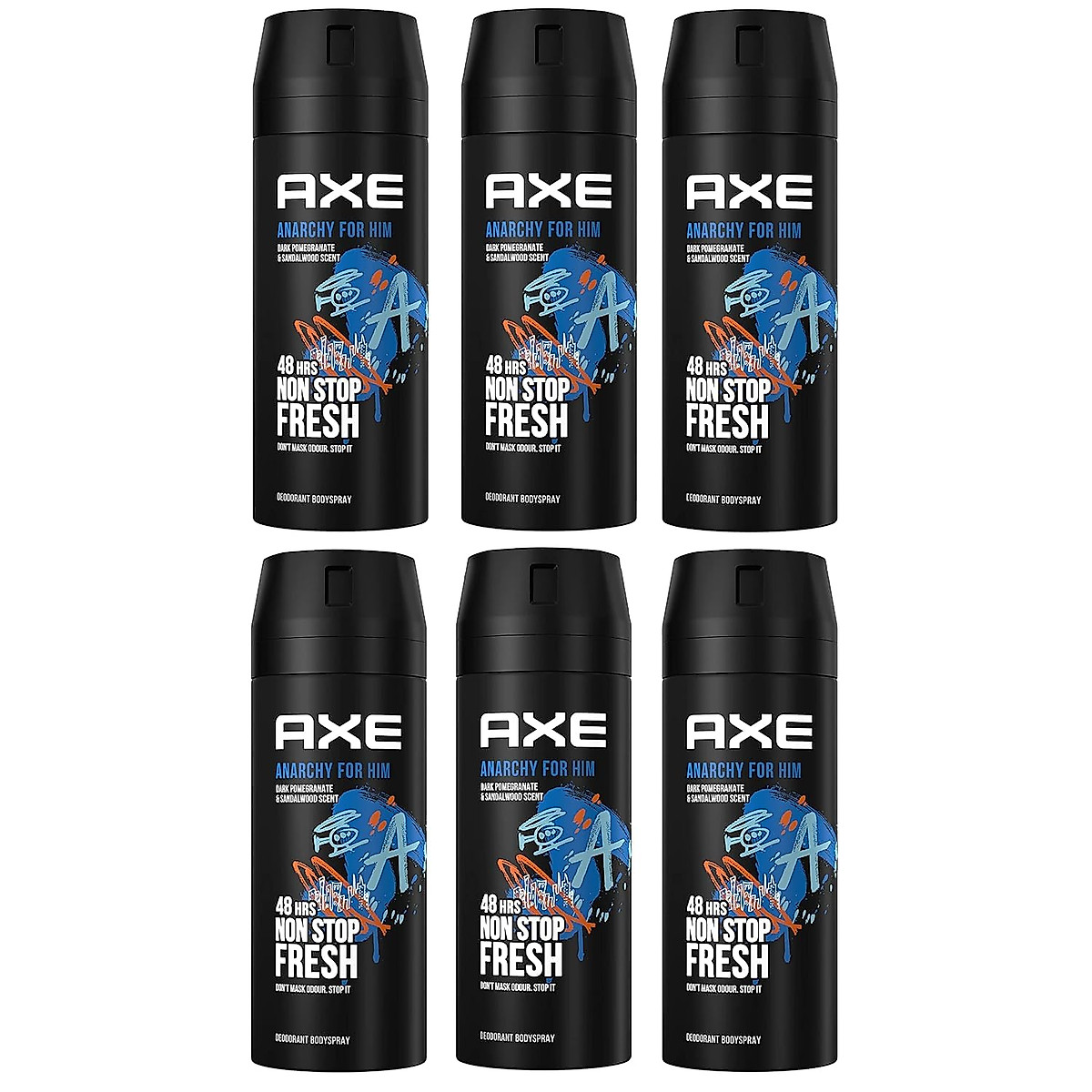 AXE Deodorant Body Spray Anarchy 150 Ml / 5.07 Oz (Pack of 6)