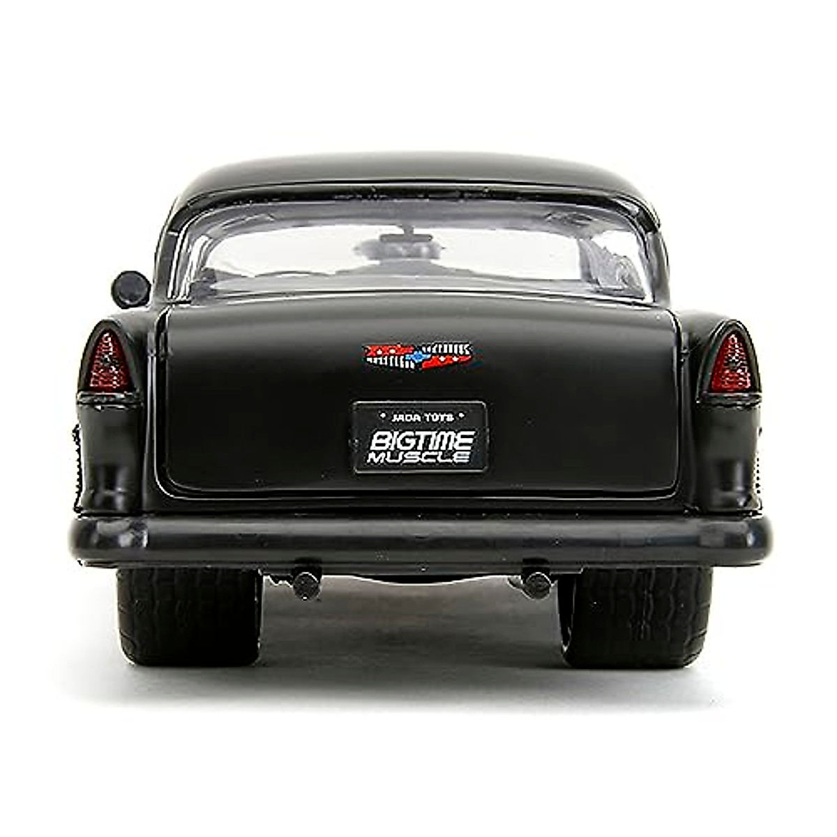 1955 Chevy Bel Air Blue Metallic and Black with Black Flames Bigtime Muscle Series 1/24 Diecast Model Car by Jada 34721