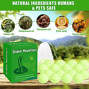 24 Pack Snake Repellent for Yard, Natural Snake Repellent Balls for Outdoors and Indoor, Keep Snakes and Pests Away from Lawn Yard Garden Camping Fishing Pet Safe