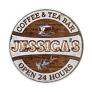MUCHNEE Personalized Coffee Bar Sign, Custom Vintage Retro Rustic Coffee Sign Kitchen Décor, Cabinet Wine and Coffee Shop Décor, Coffee and Tea Bar Sign, Coffee Lover Signs, Coffee Station Accessories