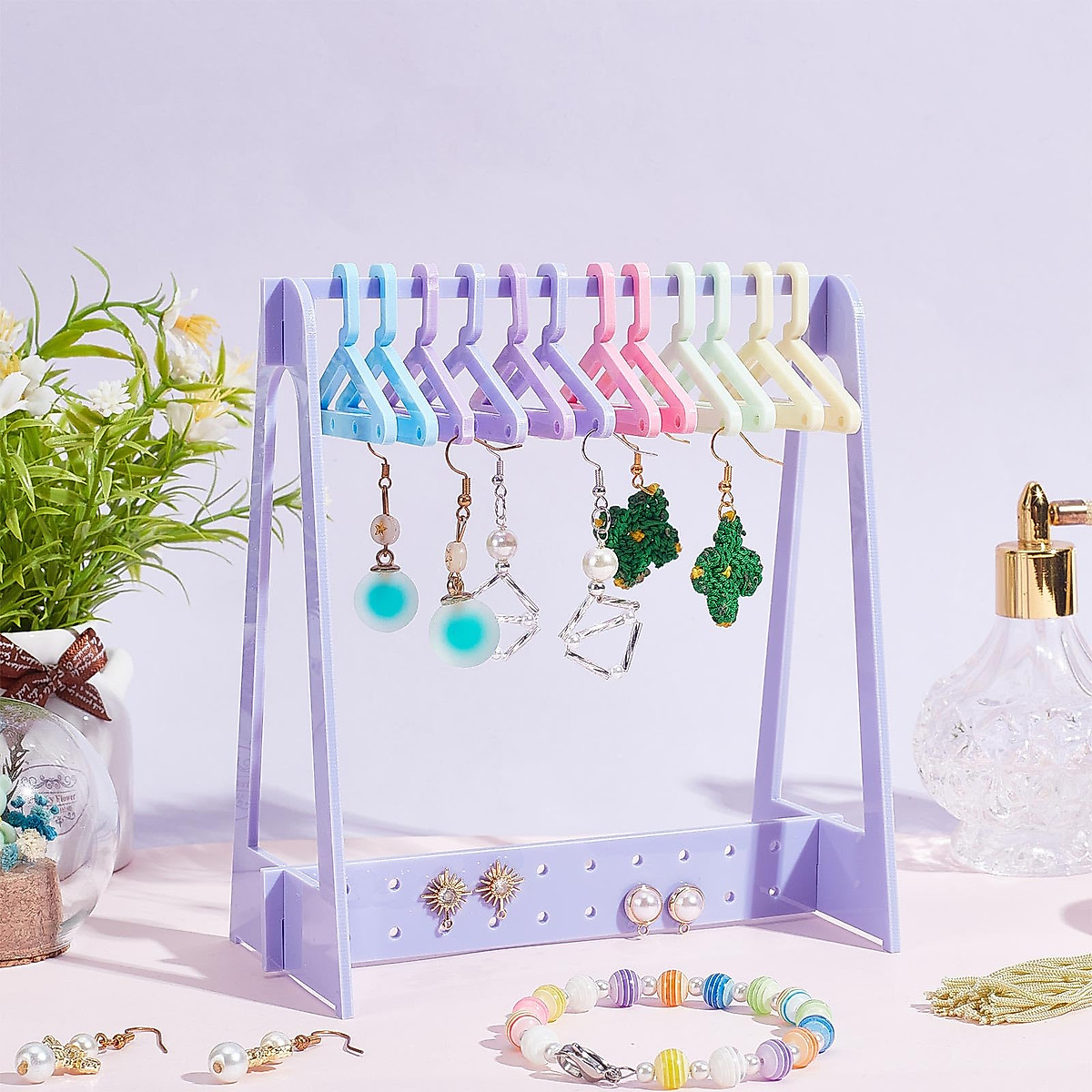 PH PandaHall Earring Organizer 60 Holes Acrylic Coat Hanger Earring Holder Rack Earring Display Stands for Selling Unique Dangle Ear Stud Organizer for Earring Retail Show Personal Exhibition