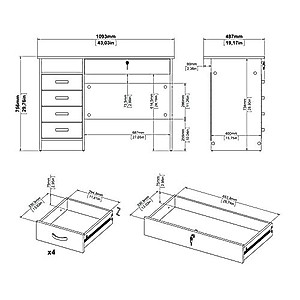 Tvilum, Oak Structure Walden Desk with 5 Drawers