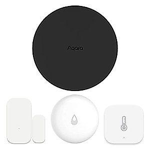 Aqara Smart Hub M2 Plus Aqara Temperature and Humidity Sensor, Door and Window Sensor and Water Leak Sensor, Zigbee Connection, For Remote Monitoring and Smart Home Automation